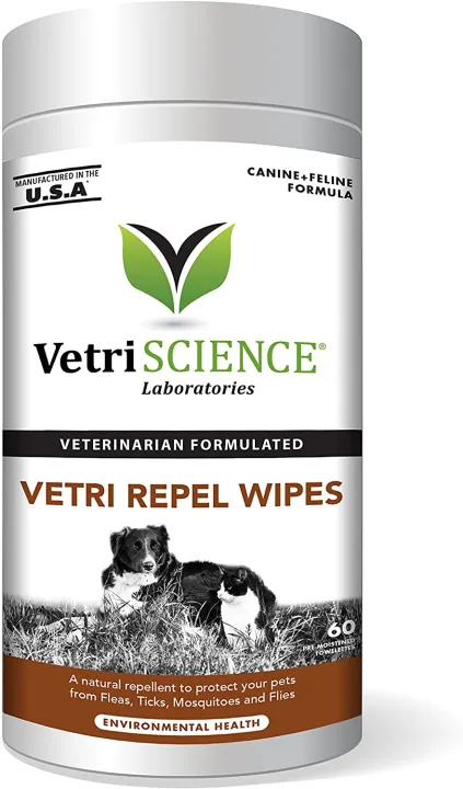 VetriScience Laboratories Vetri Repel Wipes, Natural Flea and Tick ...