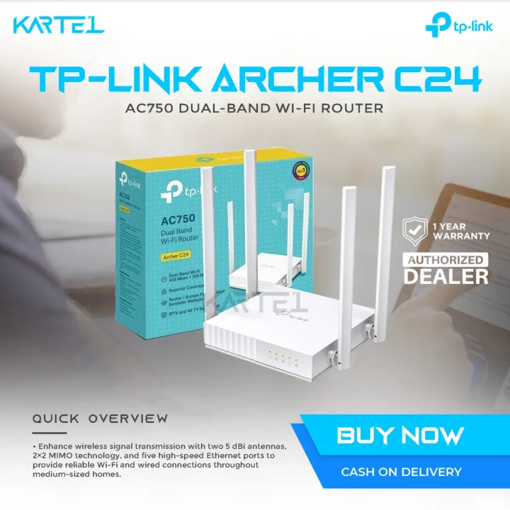 TP-LINK Archer C24 AC750 Dual-Band Wireless WiFi Router Access Point Extender Repeater | Lazada PH