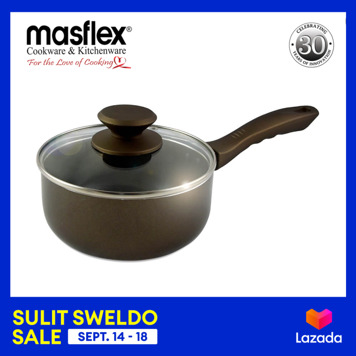 Masflex Aluminum Non-Stick Master Class 18 cm Saucepan with Glass Lid ...