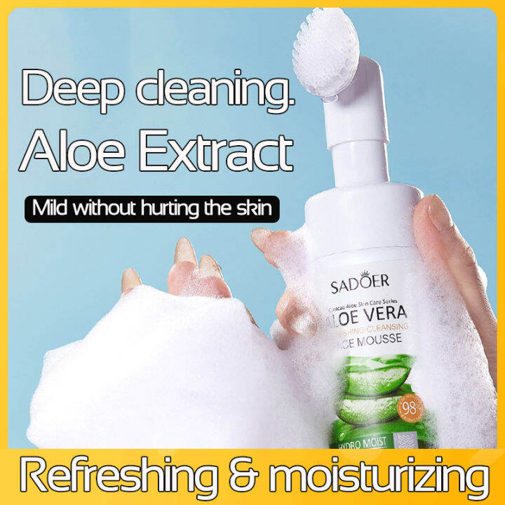 SADOER Aloe Vera Refreshing Cleansing Mousse Deep Cleansing Dirt Refreshing Cleansing Milk ...