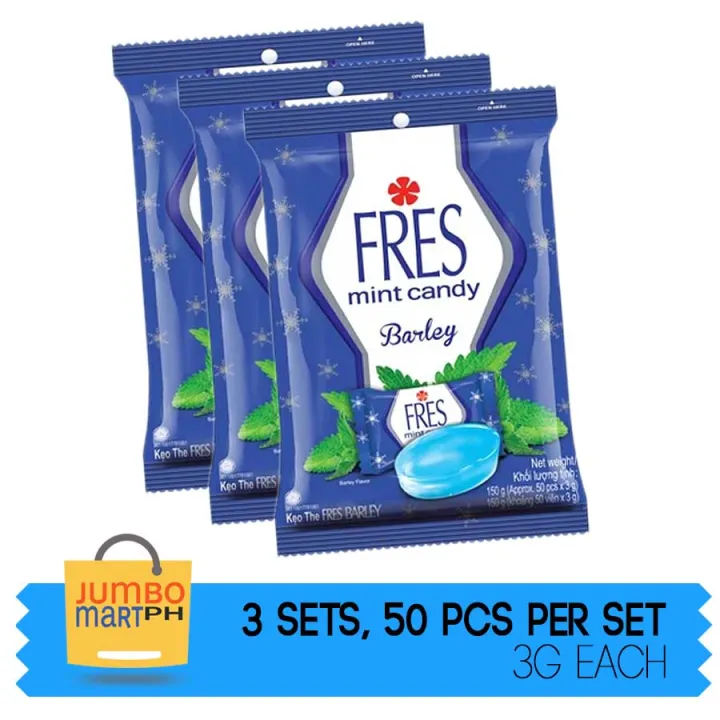 FRES MINT CANDY BARLEY FLAVOR 3 PACKS / 50 PCS PER PACK / 3G EACH CANDY | Lazada PH