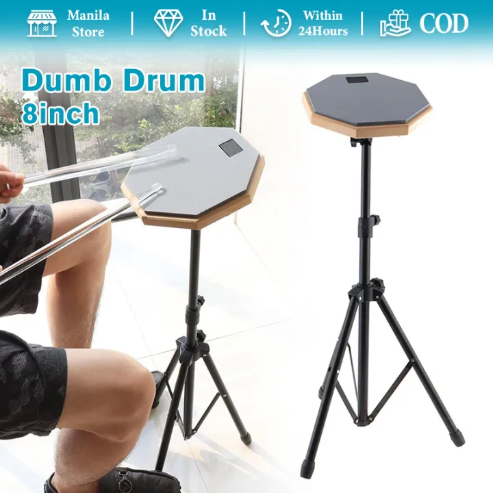 Dumb Drum Kit 8 Inch Rubber Wood Dumb Drums Pad Beginner Practice Drum Percussion Instruments ...