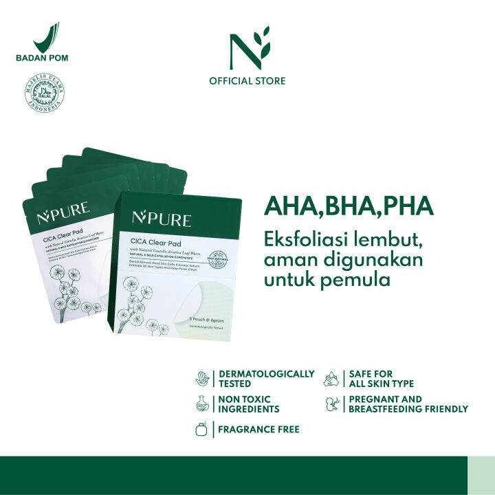 NPURE Cica Clear Pad Sachet (1 Dus Isi 5 sachet) Kapas Exfoliasi Travel ...