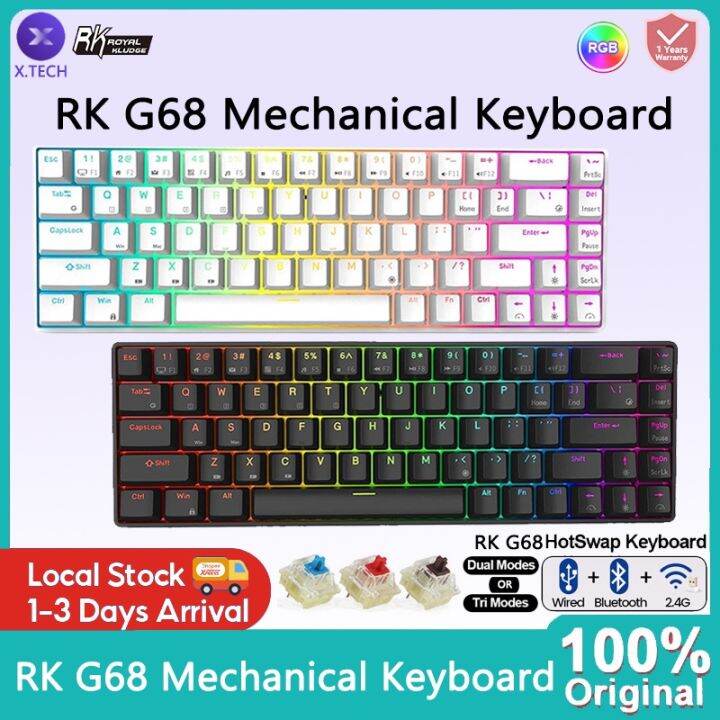 Royal Kludge RK G68 Mechanical Keyboard Wireless 65% Hot Swap RGB Three ...