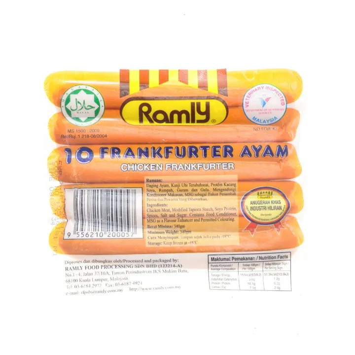Ramly Chicken Frankfurter 340g/ Ramly Frankfurter Ayam 340g (HALAL ...