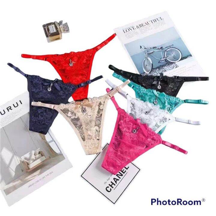 Lace Thongs Women Transparent Panties Dots Lace T-back Underwear ...
