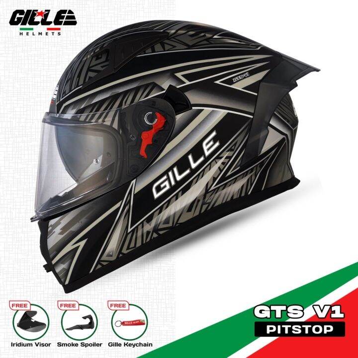 Gille Helmet 135 GTS V1 PITSTOP Motorcycle Helmets Full Face Dual Visor Free Iridium Lens ...