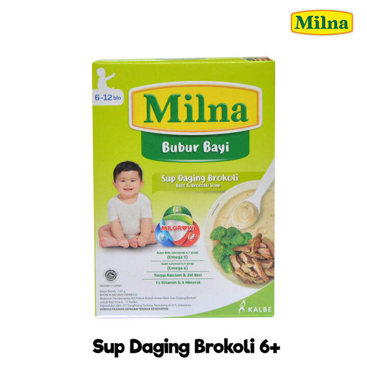 Milna Bubur Bayi 6+ Rasa Sup Daging Brokoli Kemasan 120gr / Bubur Bayi ...