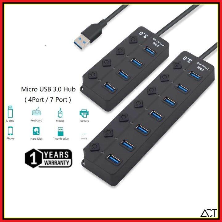 USB 3.0 SuperSpeed 4 Ports / 7 Ports Data Transfer USB Hub with LED ...