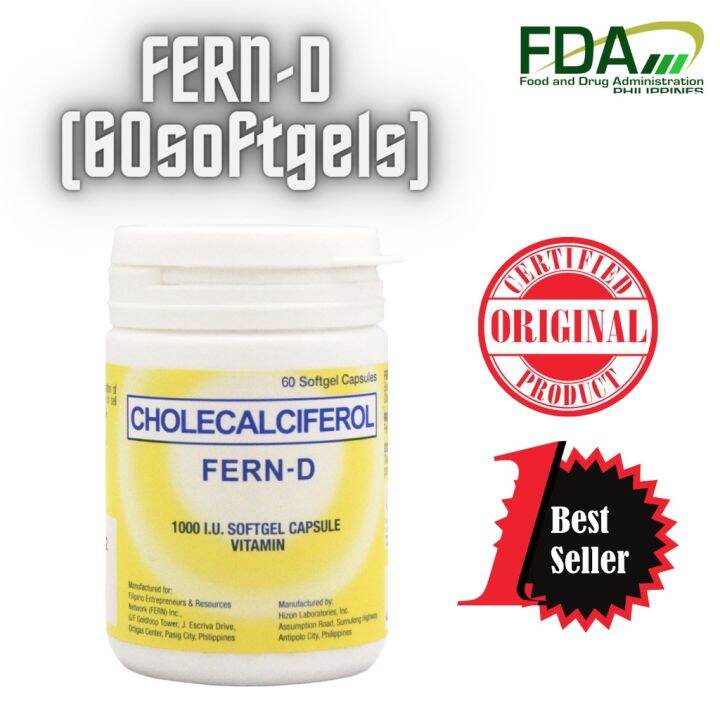 ♖AUTHENTIC FERN D 60 softgels 1000 I.U - Pure Vitamin D3 fern activ milkca silverfresh TBT ...