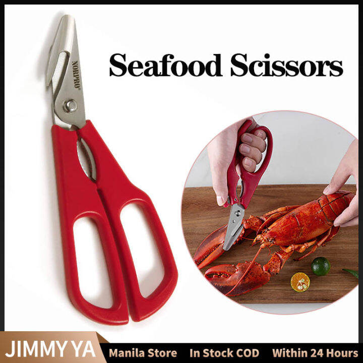 Stainless Steel Seafood Scissors Lobster Fish Prawn Peeler Shrimp Crab ...