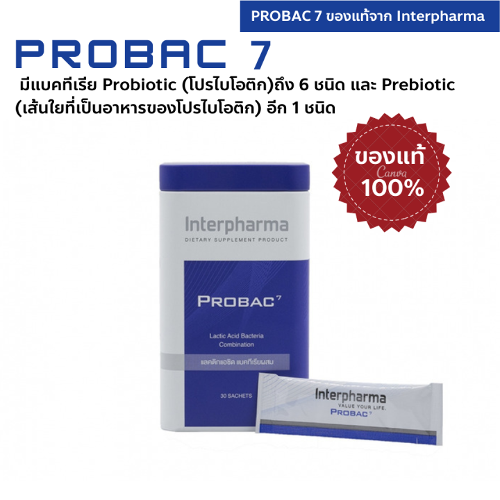 Probac 7 ของเเท้ EXP: 07/2024 100% ล็อตใหม่พร้อมส่ง Probac7 Interpharma Probiotic & Prebiotic 30 ...