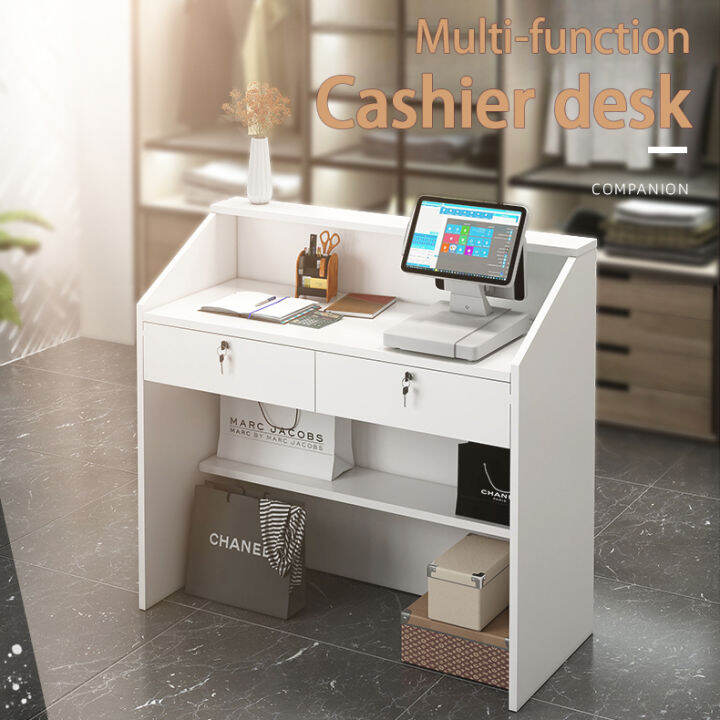 Cashier Reception Desk Double Drawer with Lock Supermarket Cashier ...