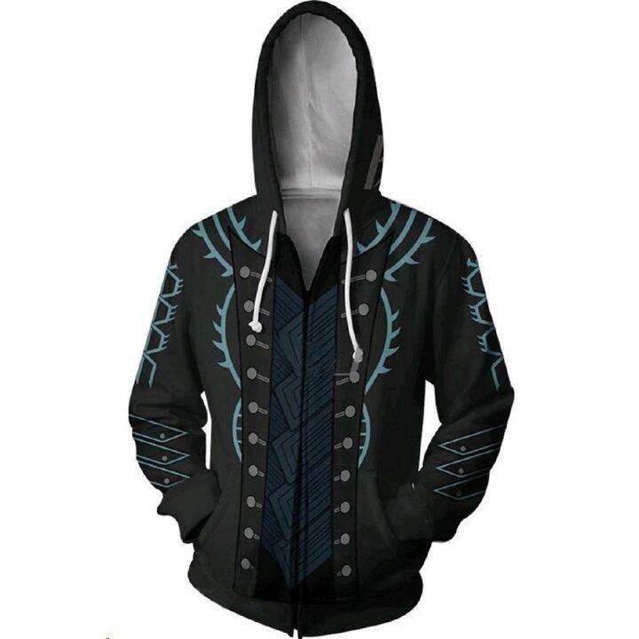 DMC 5 Vergil Cosplay Costume Hoodie Zip Up Sweatshirt Vergil Jacket ...