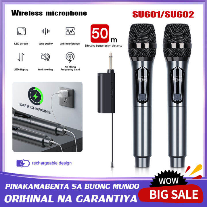 SU601/SU602 UHF wireless na mikropono 5V charging, libreng rechargeable na baterya Plug and Play ...