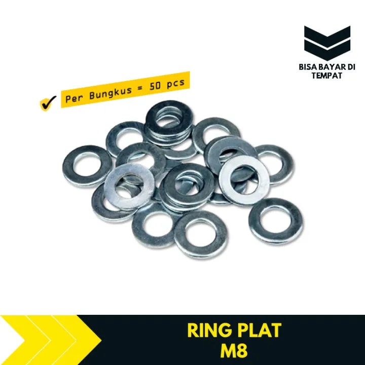 Ring Plat M8 Putih Flat Washer Baut M8 50 Pcs Per Bungkus TBMS1109 ...