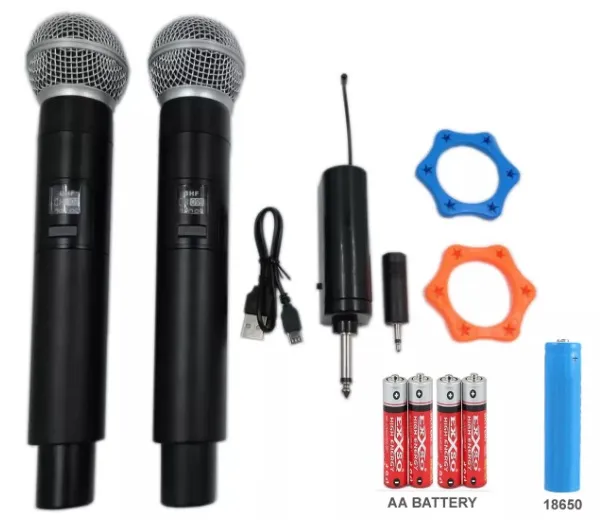 UHF Dual Wireless Handheld Microphones System With Rechargeable Mic ...