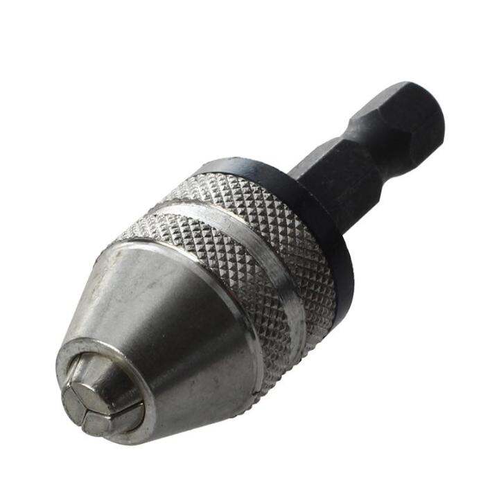 Silver+Black 6mm Keyless Drill Bit Chuck Quick Change Adapter Converter ...