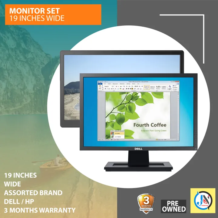 COMPUTER MONITOR 19 INCHES WIDE / DELL / HP BRAND ASSORTED / 3 MONTHS ...