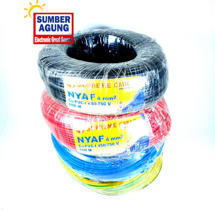 Supreme Cable NYAF 4mm Kabel Serabut No 4 100M 100 Meter Full SNI LMK Asli Per Rol | Lazada ...