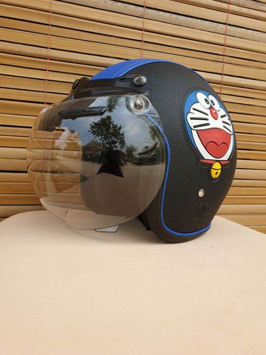 Helm Bogo Dewasa Gambar Doraemon Warna Hitam Kaca Cembung Bening Lazada Indonesia