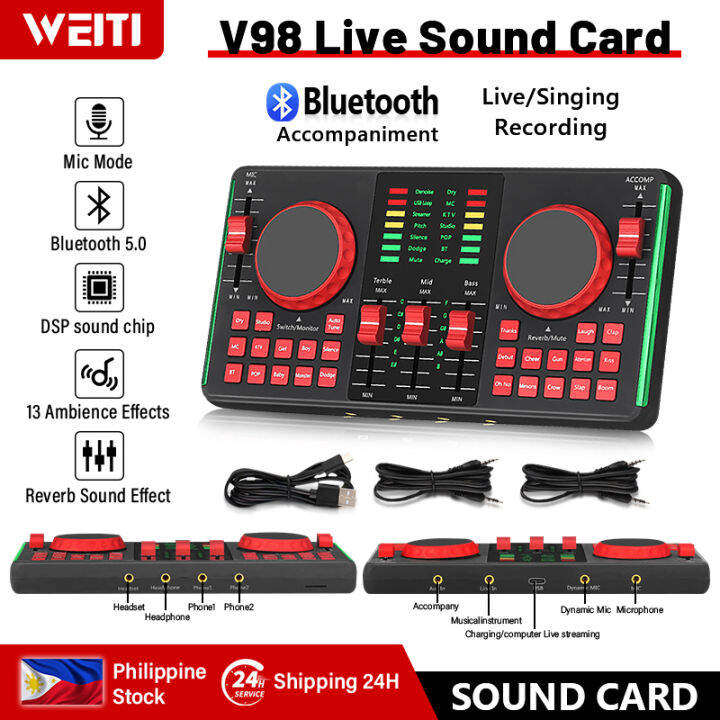 COD Professional Audio Interface V98 Sound Card Mixer USB SoundCard For ...