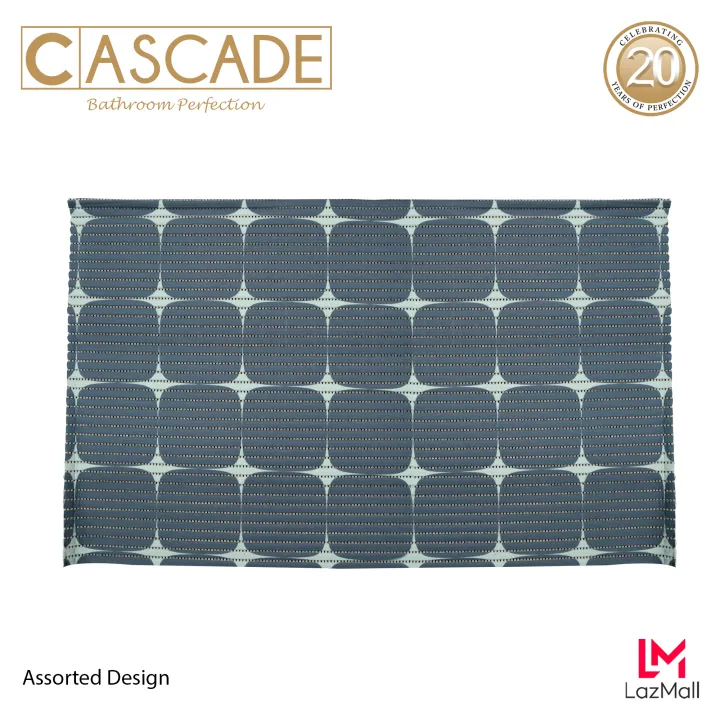 Cascade 45 cm x 65 cm PVC Anti-Slip Bath Mat (Assorted Random Design) Made of Polyester Material ...