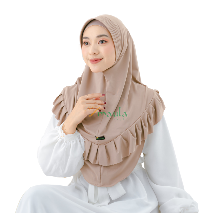 Maula Hijab Kerudung Instan Langsung Pakai Jilbab Pet Antem Bergo Jersey Bahan Kaos Adem Tebal ...