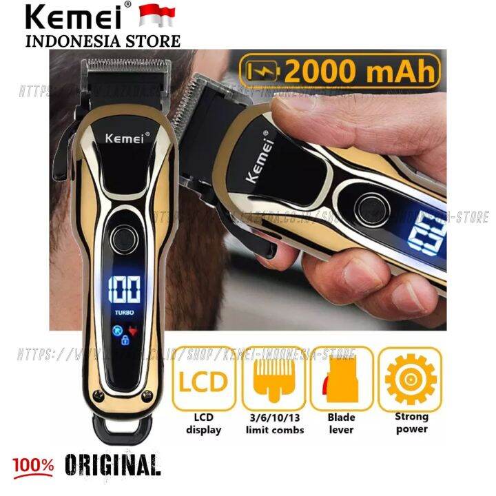 Kemei KM 1990 Alat Cukur Rambut Turbo Power Hair Clipper Professional Cordless Mesin Cukuran KM ...