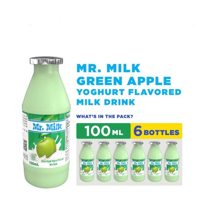Del Monte Mr. Milk Green Apple Yoghurt Flavored Drink 6pcs X 100mL ...