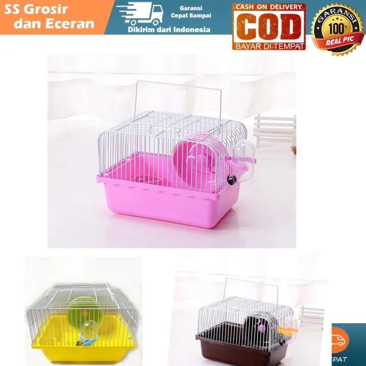 Rumah Kandang Hamster Marmut Tikus Burung Landak Mini 3warna Bonus ...