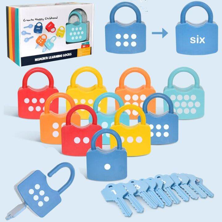 Kids Alphabet Lock Key Matching Educational Game Toy Montessori Number ...