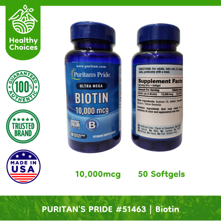 PURITAN'S PRIDE #51463 | EXPIRY: 7/2025 | Ultra Mega Biotin 10,000mcg ...
