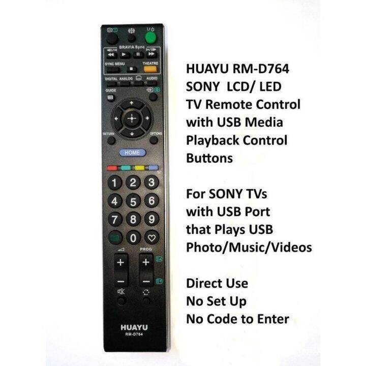 Huayu RM-D764 Sony LCD/TV Remote Control With USB Playback Buttons ...
