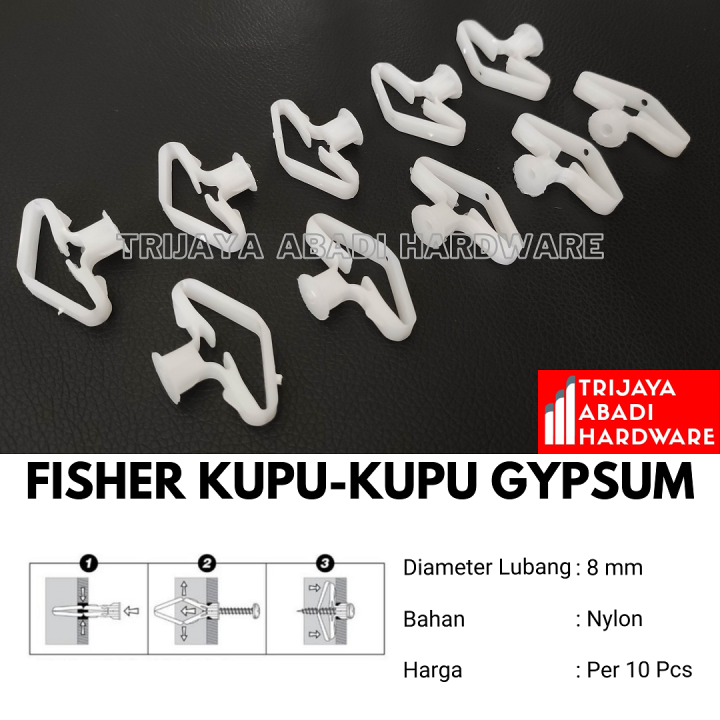 10x Fiser Kupu Kupu Gypsum Viser Multiplek Fischer Dinding Berongga ...