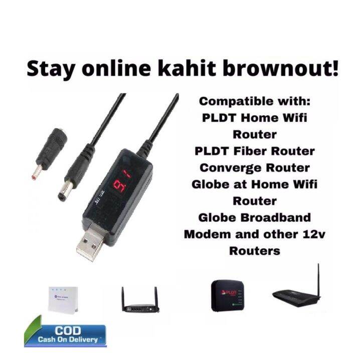 Wifi power cable modem to powerbank DC 5V-9V/12V USB Power Connector ...