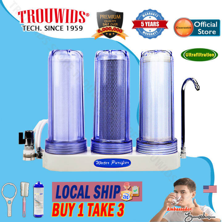 TROUWIDS Water Filter Water 3-Stages Water Purifier Ultrafiltration ...