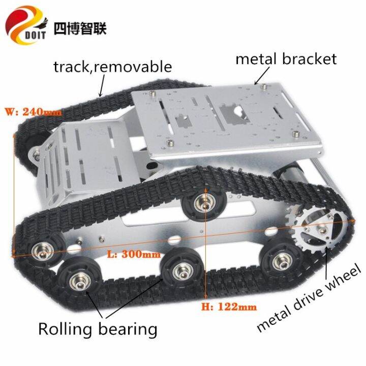 YP100 Metal Tracked Tank Chassis Kit Smart 2WD Vehicle Robot Platform ...