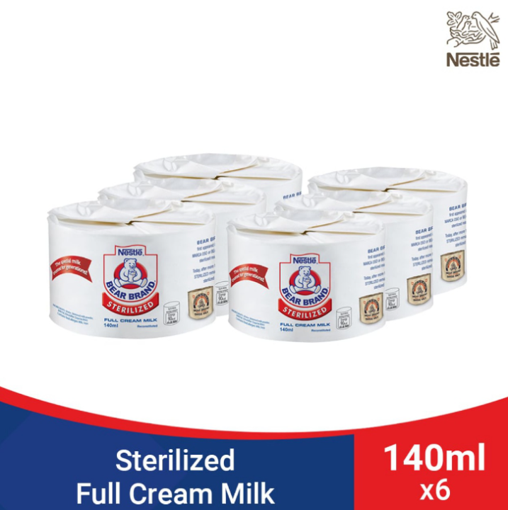 BEAR BRAND STERILIZED FULL CREAM MILK 140ML 6S | Lazada PH