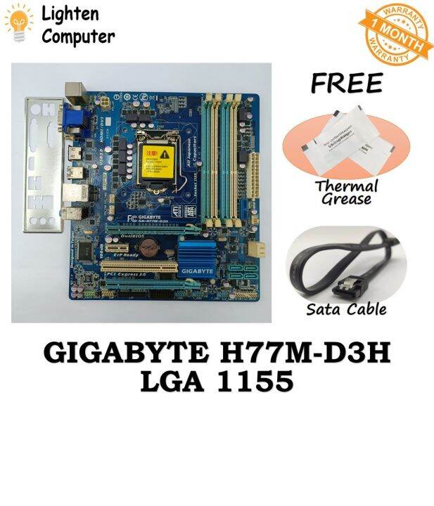 【FREE GIFT】GIGABYTE GA-H77M-D3H Motherboard | H77 | LGA 1155 | 2nd 3rd ...