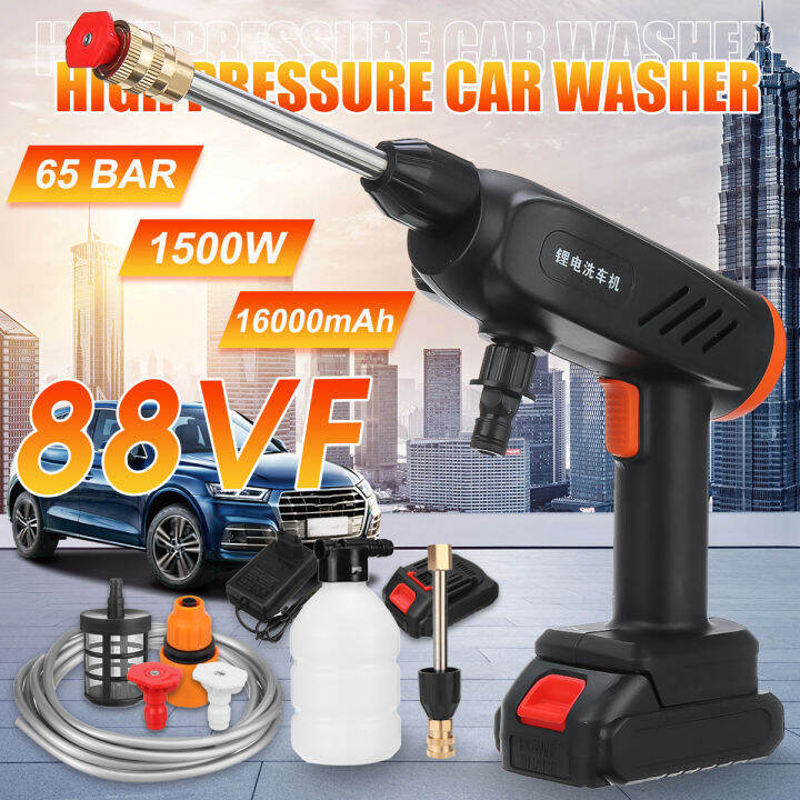 88V 1500W 65 Bar Portable Water Jet High Pressure Cordless Washer Car ...
