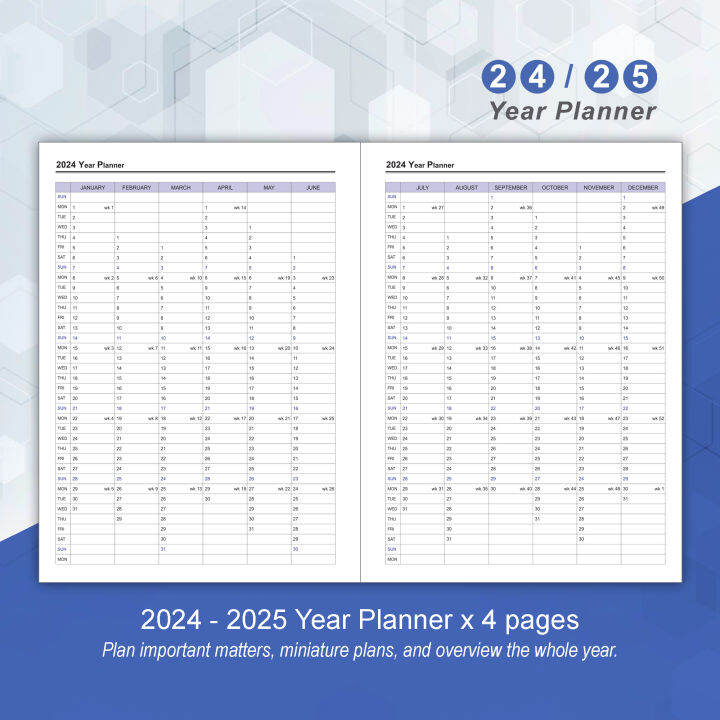 2024 Diary B5 Week To View 52 week planner year planner notebook diary Padded Front and hardback ...