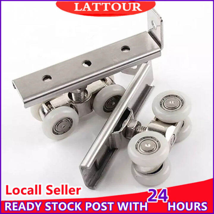 Track Pulley 4 Wheels 2Pcs/set Sliding Door Roller Home Room Wood Door ...