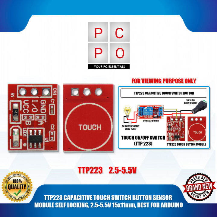 TTP223 CAPACITIVE TOUCH SWITCH BUTTON SENSOR MODULE SELF LOCKING, 2.5-5.5V 15x11mm, BEST FOR ...
