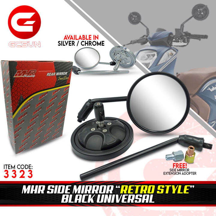 MHR SIDE MIRROR RETRO STYLE BLACK UNIVERSAL 3323-GCSUN | Lazada PH