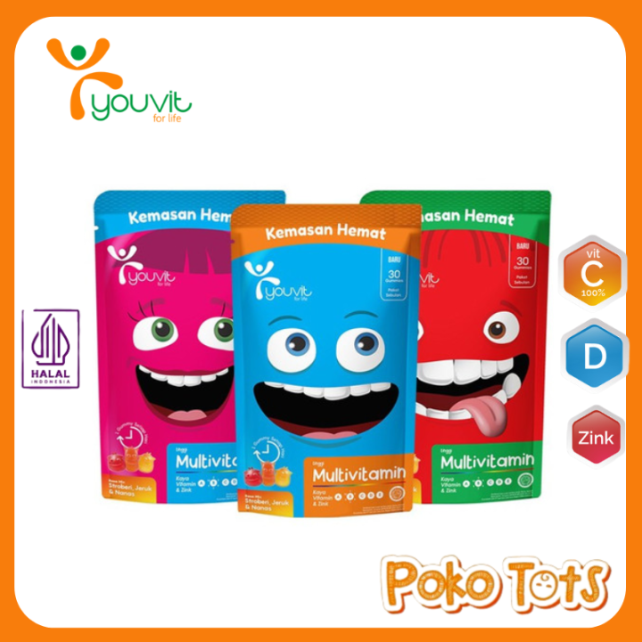 Youvit Multivitamin Anak Isi 7 & 30 Gummies With Vitamin C, D, Zink ...