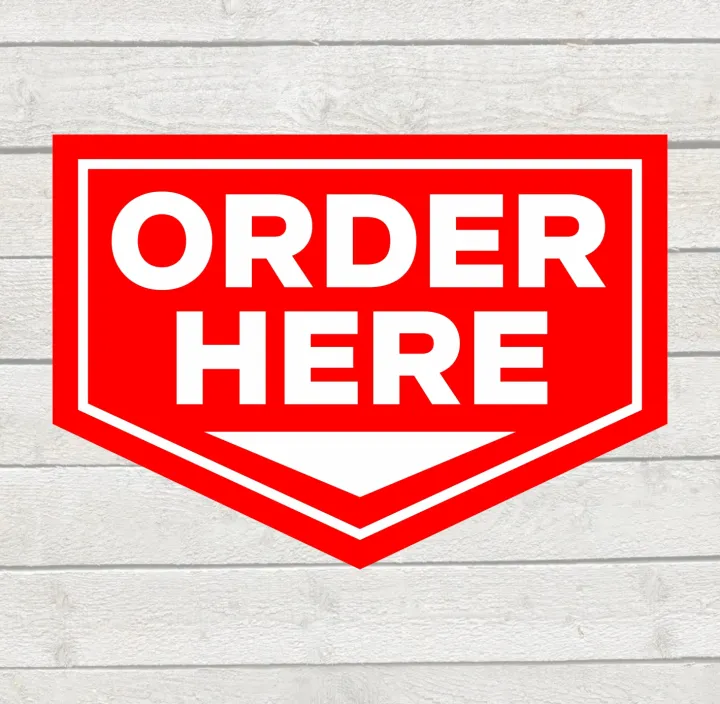 Stiker Marka Sign Pesan Disini Sticker Order Here 20,5 x 14,5 cm ...