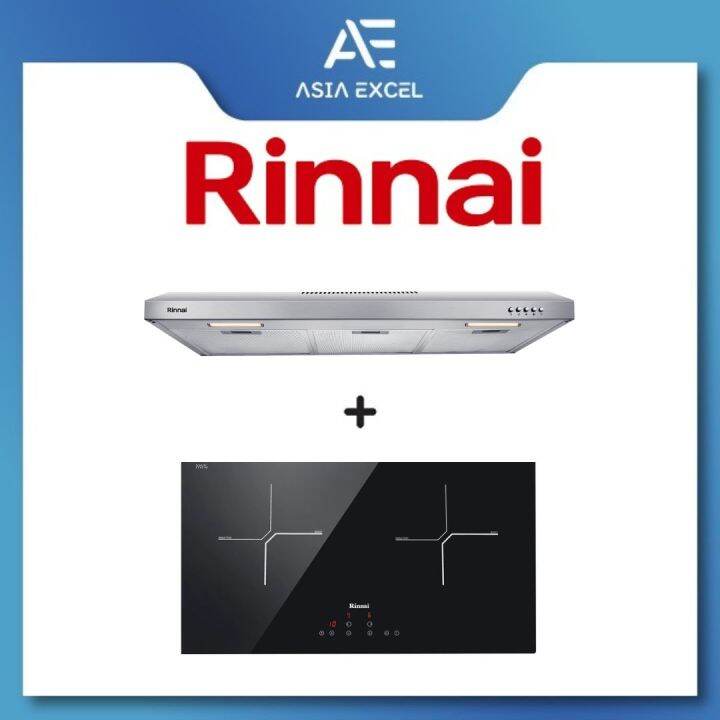 RINNAI RH-S95A-SSVR 90CM SLIMLINE HOOD + RINNAI RB-7012H-CB 2 ZONE INDUCTION HOB WITH TOUCH ...