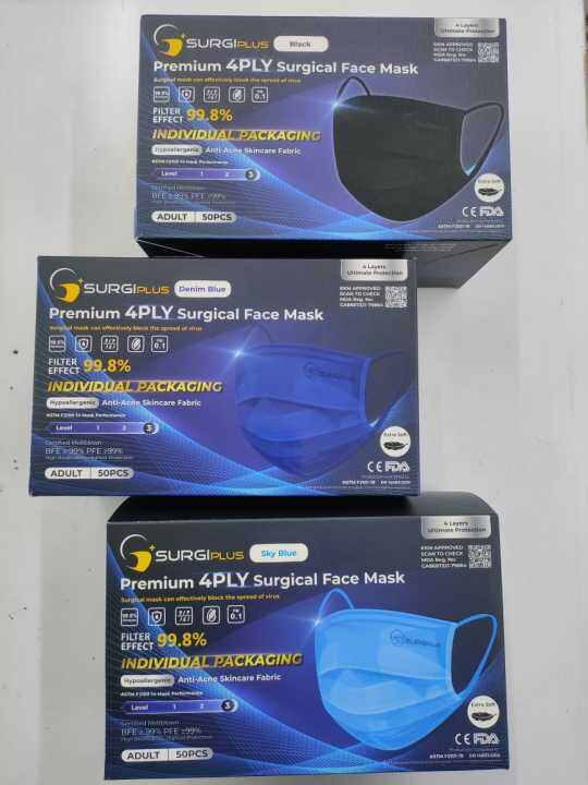 SURGIPLUS 4PLY SURGICAL MASK 50'S | Lazada