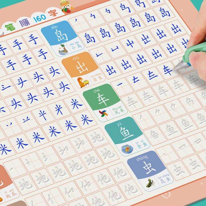 LAZYER Early Education Reusable Groove Free Wiping Practice Chinese ...